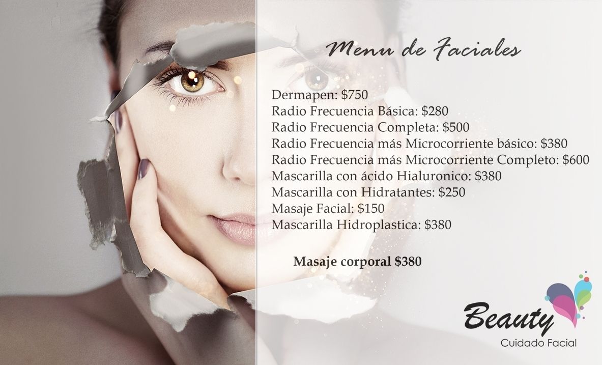 Faciales • Menú, Precios y Dirección